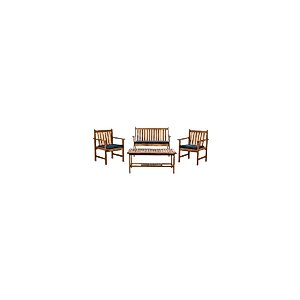 SAFAVIEH Outdoor Collection Burbank Teak and Navy 4 Pc Outdoor Set