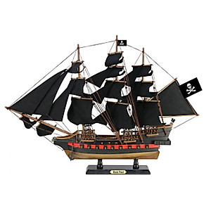 Handcrafted Nautical Decor Wooden Black Pearl Black Sails Limited Model Pirate Ship 26" - Decorative Boat