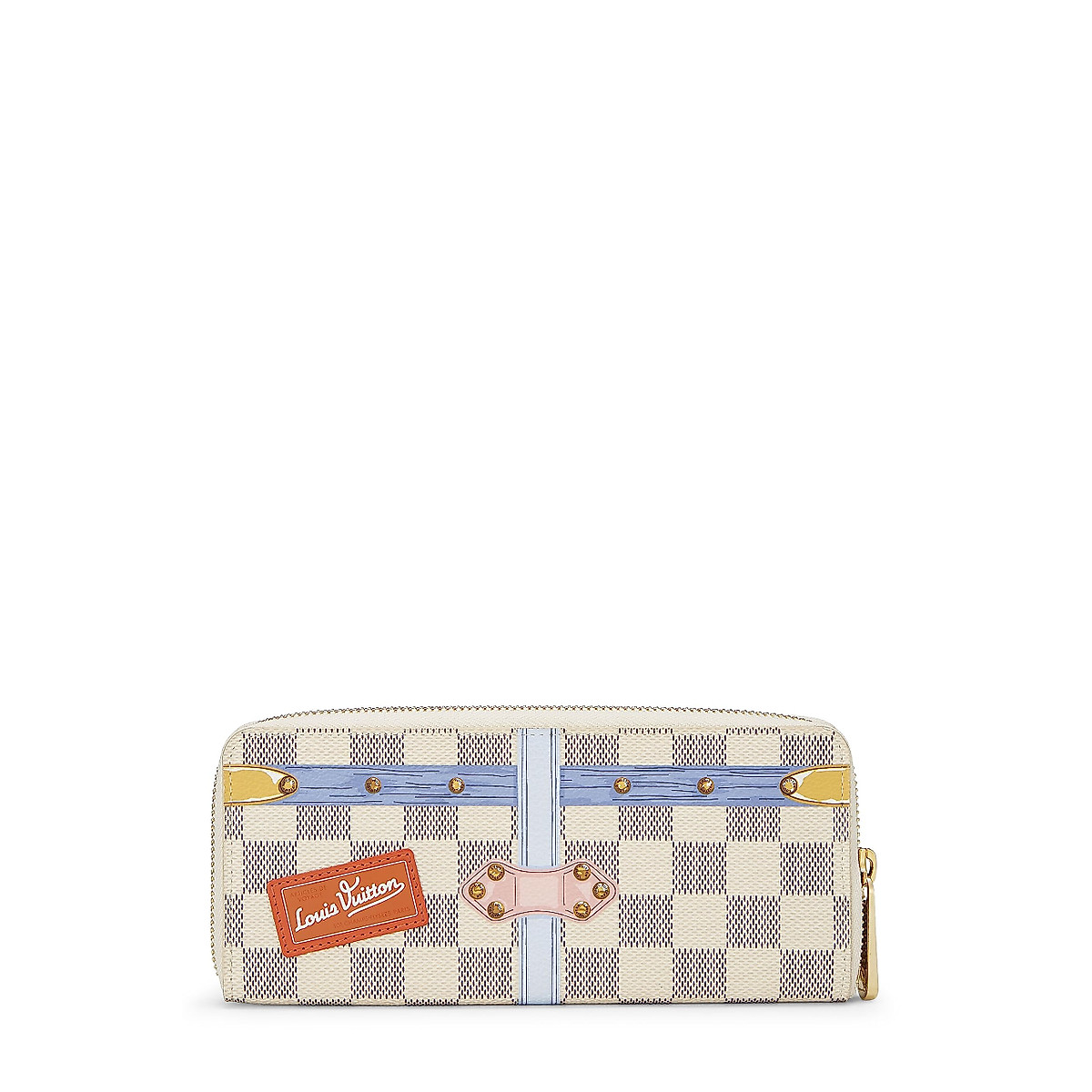 Louis Vuitton, Pre-Loved Damier Azur Trunk Clemence Wallet, White