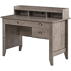 HOMCOM 47 Inches Computer Desk with Hutch, Writing Desk with Shelves and Drawers, Study Workstation for Home Office, Gray