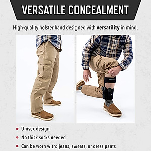 ComfortTac Ankle Holster with Calf Strap and Spare Magazine Pouch for Concealed Carry - One Size Fits Most - Compatible w/Glock 19, 26, 36, 42, 43, S&W Shield, Bodyguard 380, Ruger LCP, LC9, and More