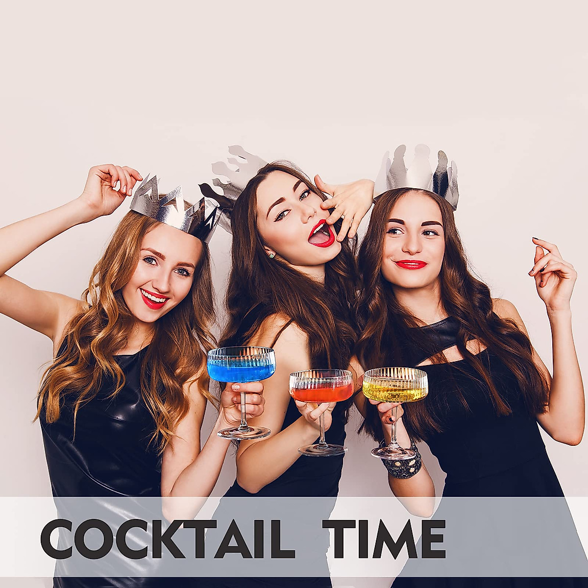 ROXBURGH Martini Glasses | Vintage Art Deco Crystal Champagne Coupe Glasses Set of 4 with 4 Cocktail Picks | 9 oz Ribbed Classic Cocktail Glassware for Champagne, Wine and Manhattan