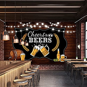 Cheers and Beers Party Decorations,Retro Rustic Wooden Board 30th 40th 50th Birthday Theme Party Photography Banner Backdrop for Men Beer Whiskey Birthday Party Supplies