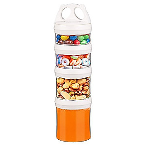 BeneLabel Snack Jars 4-Piece Twist Lock Stackable Containers Travel, Formula Travel Container for Storing Milk, Protein Powder, Snacks, Travel Items, BPA Free(White, 31oz)