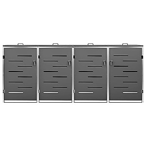 vidaXL Quadruple Wheelie Bin Shed 108.9"x30.5"x45.5" Stainless Steel