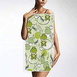 Blueangle Cartoon Frogs Dragonflies Hand Towel 15 x 30 Inches, Highly Absorbent, Soft, Washable, Long Lasting for Bathroom, Kitchen, Gym, Spa, Yoga