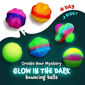 XXTOYS Make Your Own Bouncy Balls Craft Kit for Kids, Crystal Power Balls Glow Magic Balls, 12 Individual Kits, Science Birthday Party Favors, Fun DIY Arts and Crafts for Kids STEM Projects Gifts