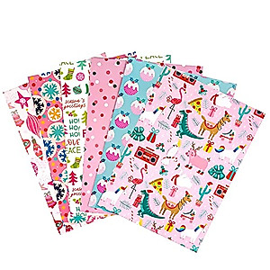 MAYPLUSS Christmas Wrapping Paper Large Sheet - Folded Flat - 6 Different Pink Design (45.2 sq. ft.ttl.) - 27.5 inch X 39.4 inch Per Sheet