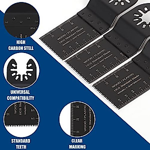 COMOWARE 105 Pcs Oscillating Saw Blades - 1-3/8” Multi Tool Blades Kits Universal Oscillating Tool Blades, Fine Tooth Multitool Blades, Quick Release Saw Blades for Wood/Plastic/Soft Metal Cutting