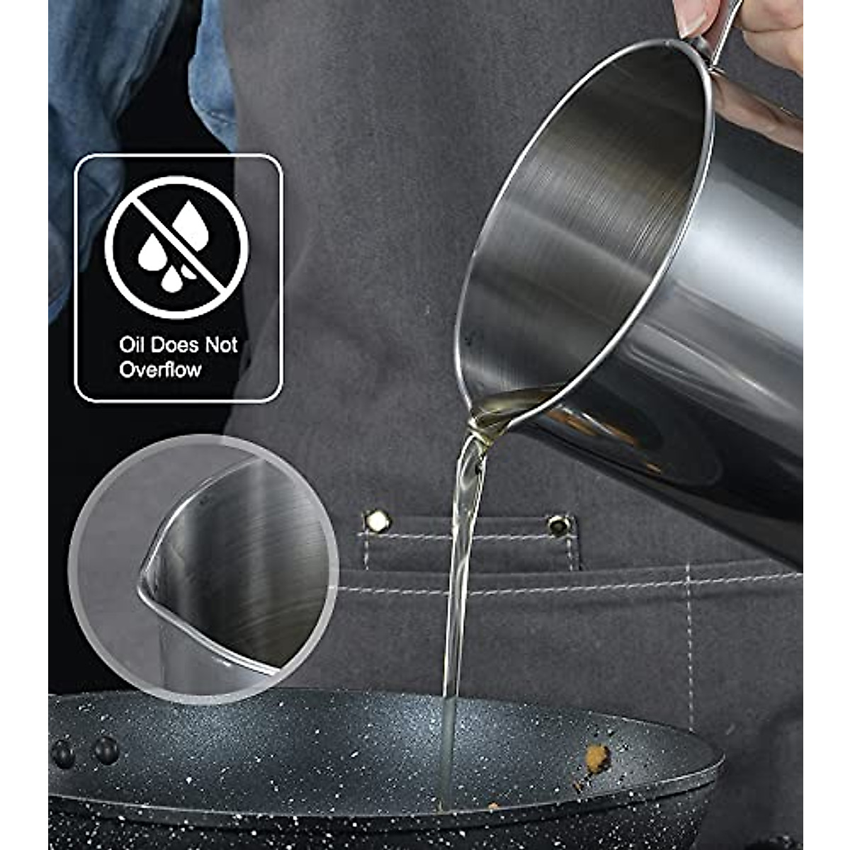 Bacon Grease Container with Strainer 1.25 L / 42 oz Strong SUS 304 Food-grade Stainless Steel Cooking Oil Keeper with Lid and Easy-Grip Handle Suitable for Storing Frying Oil and Cooking Grease