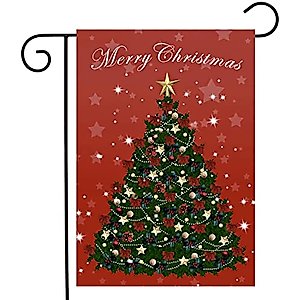 𝑨𝑶𝑫𝑬𝑹𝑻𝑰 Christmas Garden Flags 12x18 Double Sided, Christmas Tree Design Outdoor Christmas Decorations, Burlap Material Winter Garden for Outside