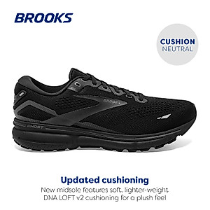 Brooks Women's Ghost 15 Neutral Running Shoe - Black/Black/Ebony - 9 Medium