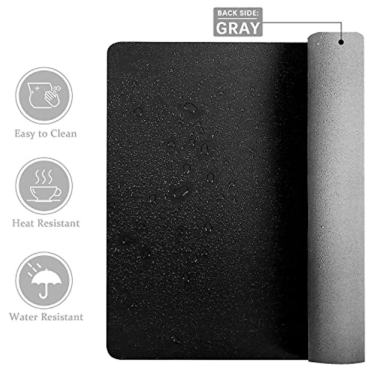 Desk Mat Large Protector Pad - Multifunctional Dual-Sided Office Desk Pad,Smooth Surface Soft Mouse Pad, Waterproof Desk Mat for Desktop, Pu Leather Desk Cover for Office/Home(Black, 31.5" x 15.7")