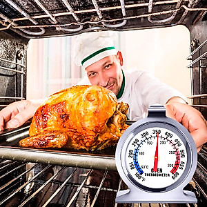 quan 2 Pack Oven Thermometer - 100-600 Degree F Instant Read Stainless Steel Oven Thermometer, Grill Fry Chef Smoker Monitoring Kitchen Cooking Thermometer, Silver