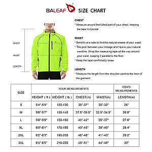 BALEAF Mens Cycling Rain Jacket Windbreaker Waterproof Running Gear Golf Mountain Biking Hood Lightweight Reflective Yellow 3XL