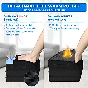 Foot Rest Under Desk for Office Use, Gel Memory Foam Foot Stool with 3 Adjustable Heights and Feet Warm Pocket for Back, Hip, Legs Discomfort Relief, Ergonomic Footrest for Office Chair & Gaming Chair