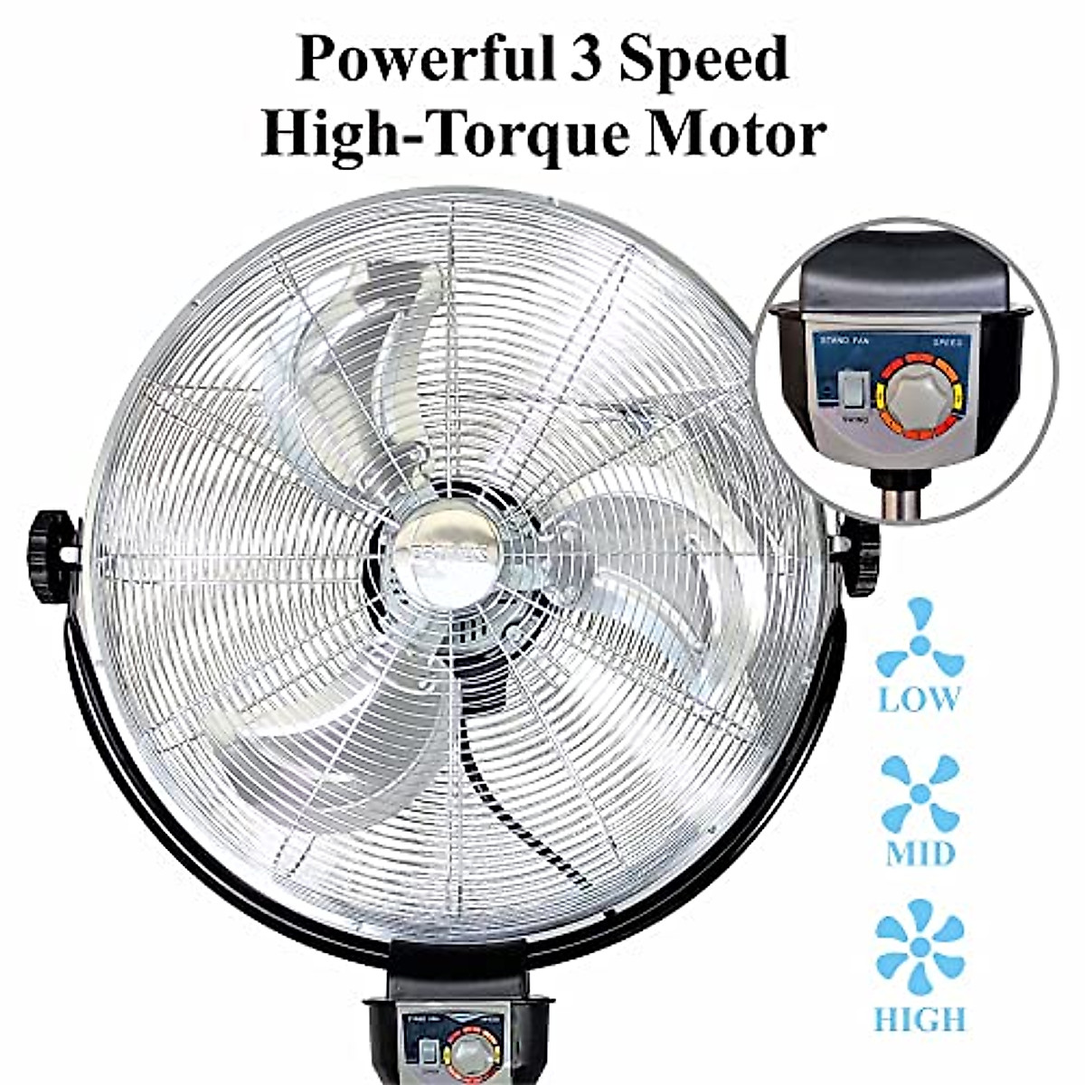 Optimus F-4205 20" Industrial Grade HV Oscillating Stand Fan