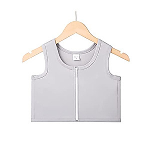 ZWOT Women Chest Binder Tomboy FTM Transgender Binder Zip Up Half Breathable Lightweight Elastic Binder Trans