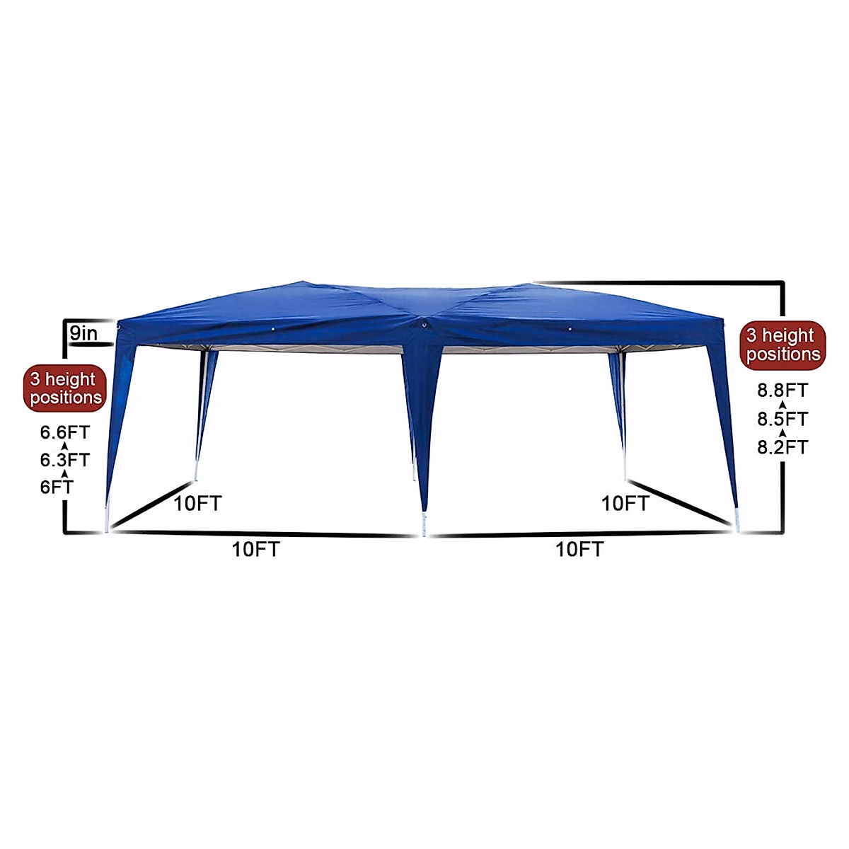 Henf Outdoor 10x20ft Pop Up Canopy Instant Tent Shelter with Removable Sidewalls for Outdoor Party Wedding Commercial Activity Pavilion BBQ Beach Car Shelter