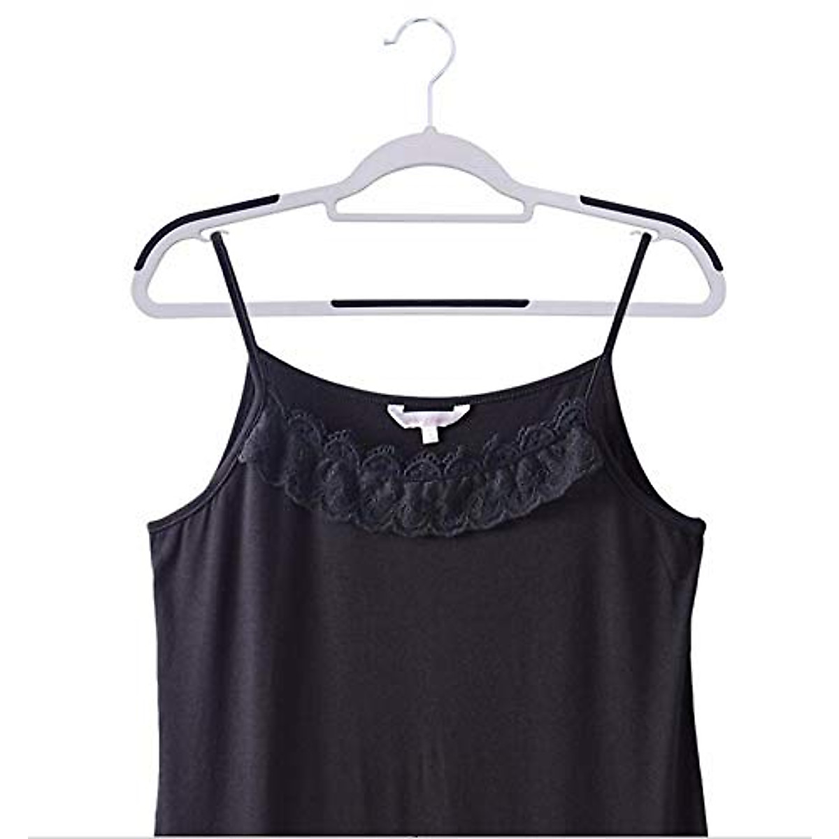 Kang Yuan Plastic Hangers 50 Pack Dry Wet Clothes Hangers Space Saving Coat Hanger, Upgraded Rubber Stripe Non-Slip Pants Hangers, 360° Swivel Hook Clothes Hangers, 16.5 Inches, Gray