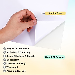 XSEINO Permanent Vinyl - 12" X 11FT White Adhesive Vinyl Roll for Cricut, Silhouette and Other Cutters, Permanent Outdoor Vinyl for Cup,Decor Sticker, Car Decal, Scrapbooking, Signs(Glossy White)