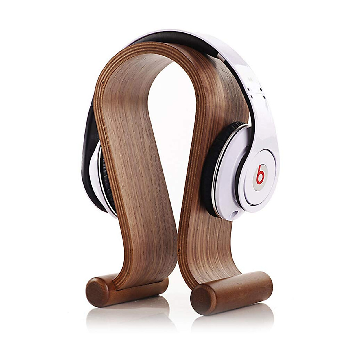 mewmewcat Headphone Stand, Wooden Walnut Wood Headphone Gaming Headset Display Stand Holder Hanger Black Walnut