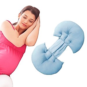 Pregnancy Pillow for Side Sleeper, Double Wedge Maternity Pillow, Belly Support Pillow, Removable Pillowcase Cotton Cover, Side Sleeping Pillow, Waist, Back Support, Gift (Blue)