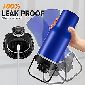 POPOACTI Insulated Tumbler,34 oz Stainless Steel Water Bottle, BPA-Free, Double-Walled Vacuum, Flip Straw for Travel, Keeps Drinks Hot & Cold for 12 Hours,For Travel, Gym & Office (Blue)