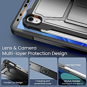 ZtotopCases for iPad Air 5th/4th Gen 10.9 Inch 2022/2020, iPad Pro 11" 2018 1st, Built-in Screen Protector, Shockproof Cover+ Kickstand - Black