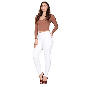 Lildy Women's Solid Denim Jeggings, Stretchable, White, Small-Medium
