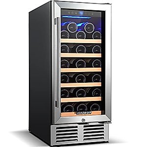BODEGA Wine Cooler, 15 Inch Mini Fridge Wine Cooler Refrigerator, with Temperature Memory and Digital Temperature Control,Built-in or Freestanding (Double-Layer Glass Door)