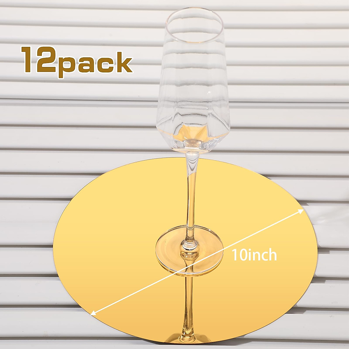 Thyle 12 Pcs 10 Inch Acrylic Round Mirrors for Tables Centerpieces Circle Mirrors Candle Plates for Wall Wedding Table Centerpieces Round Mirror Tray for Baby Shower Party, Thickness 1 mm (Gold)