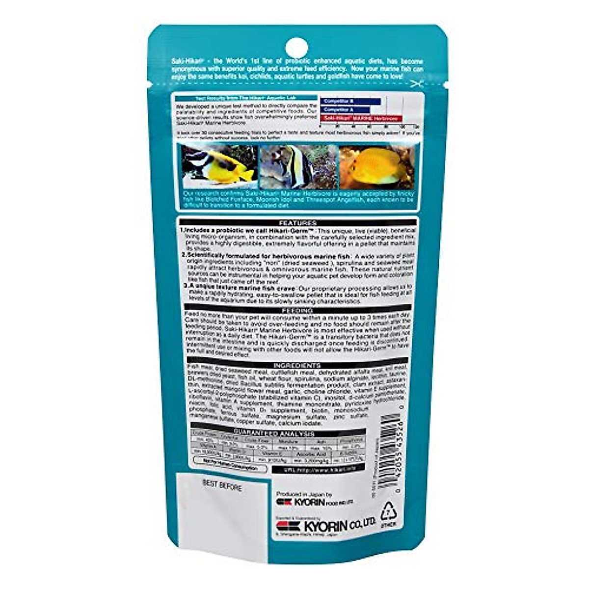 Hikari 042221 Marine Herbivore Medium Sinking Pellets Marine Fish Food, One Size