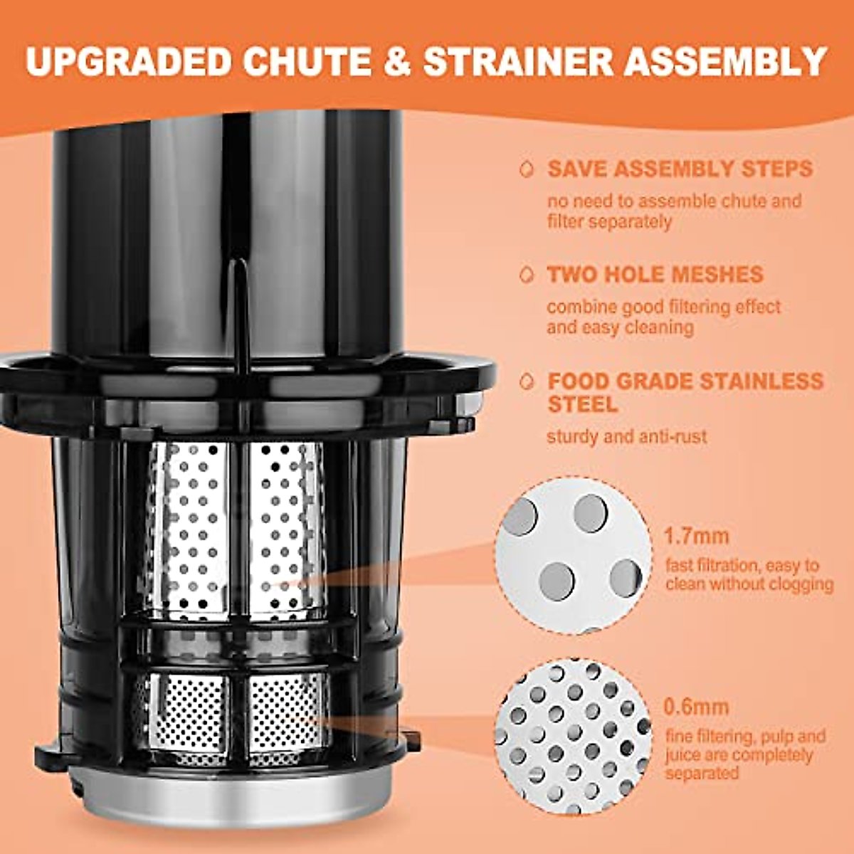LynTorin Cold Press Juicer Machine, Slow Masticating Juicer with Wide Feed Chute, Slow Masticating Juice Extractor for Fruit and Vegetable, Easy Clean Compact Cold Press Pure Juicer for Home Use