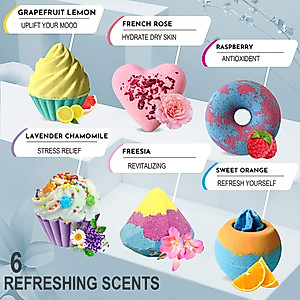 Bath Bombs Gift Set - Birthday Bath Bombs for girls, 6 Aromatherapy Natural Bath bombs with Organic Ingredients, Skin Moisturizing Bubble Bath Fizzy, Gentle for Kids, Bath bombs for Women Relaxing