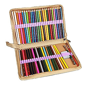 Gullor Fashion Fold Canvas Pencil Case, Black, 36 Holes