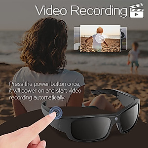 TOUGHSTY 16GB 1080P HD Recording Sunglasses Video Action Camera Eyewear Camcorder for Outdoor Recreation