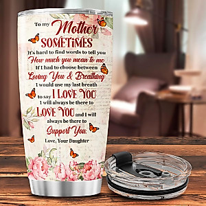 Floral Tumblers For Insulated Coffee Handle Funny Women Flower Mothers Day Cups Mama, Mother Daughter, Tumbler 20 Oz With Lid And Straw, Mom Gifts