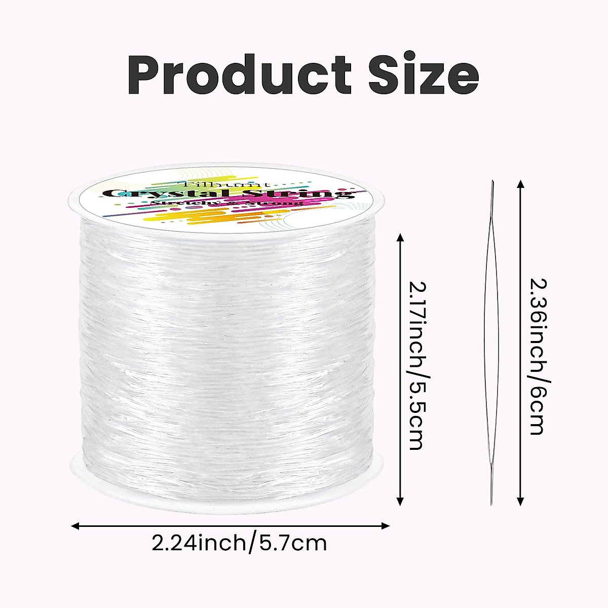Tilhumt 1mm Elastic String, 328Feet Stretchy Bracelet Crystal String with 2 Beading Needles and 1 Scissors for Beading and Jewelry Making