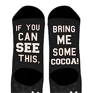 Fun Christmas Socks Bring Me Some Cocoa Christmas Gift for Holiday Outfits 1-Pair Novelty Crew Socks