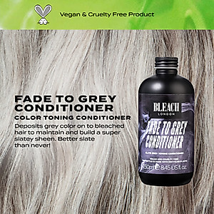 BLEACH LONDON Fade To Grey Conditioner - Slate Grey Rinse, Color Toning and Preserving, Vegan, Cruelty Free, Daily Hair Nourishment, Color Depositing Formula, 8.45 fl oz