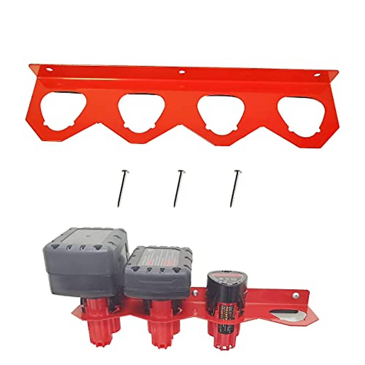 SKCMOX Metal Barttery Holders Fit for Milwaukee M12 12V Battery Red