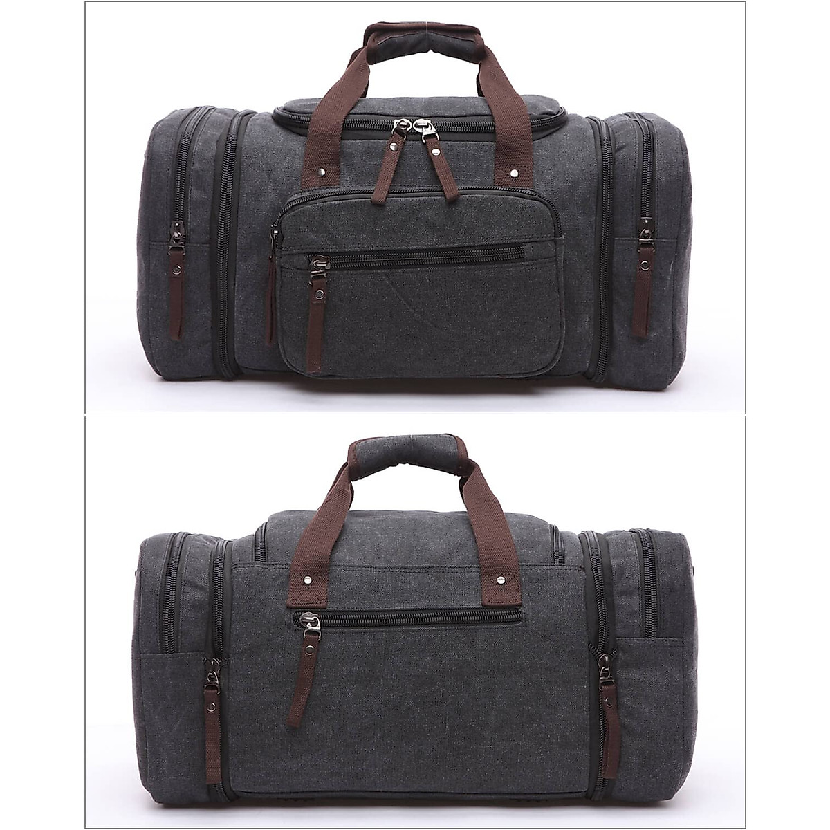 Duffle Bag for Travel, Large Canvas Duffel Bag for Travelling Overnight Weekender Bag Carry On Bag for Men Women Black
