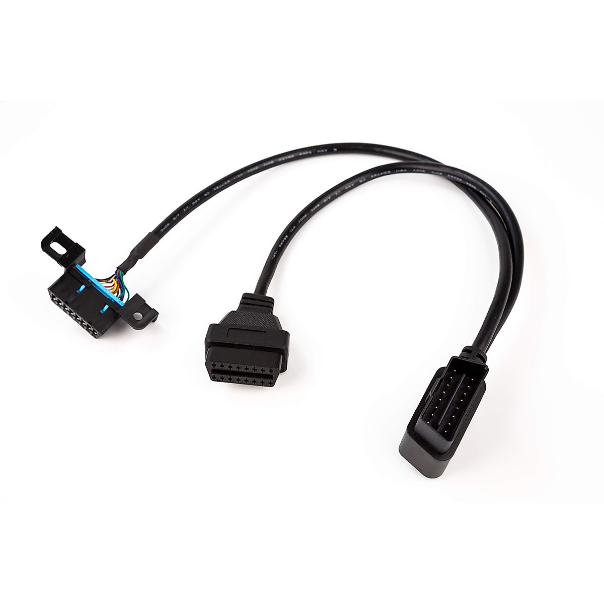 YPP Angled 16pin OBD II Splitter Extension Cable Car Indash Power & Data Cable for GPS Tracker Scan Tool
