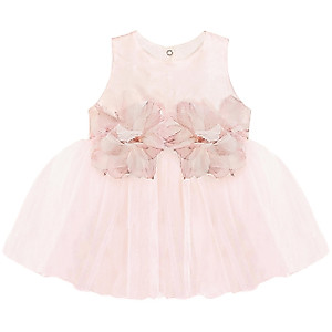 Lilax Baby Girl Tulle Dress Gown Pageant 3 Piece Party Wedding Dress (6-9 Months, Pink)