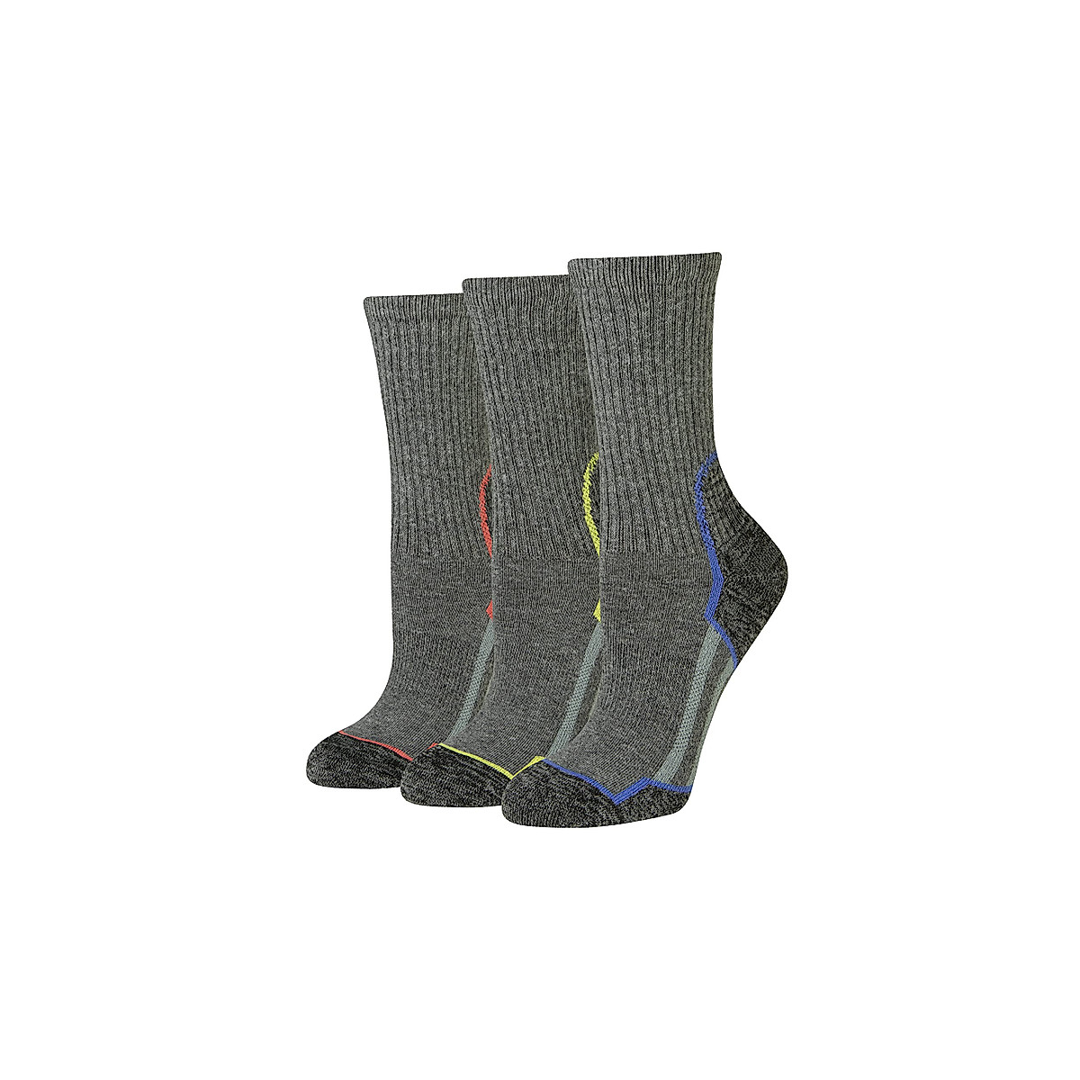 Amazon Essentials Women's Cushioned Hiking Crew Socks, 3 Pairs, Charcoal/Black, 6-9