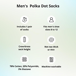 tiemart Men's Socks, One Pair (Black and White Polka Dot)