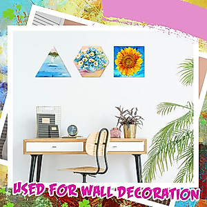 Jeyiour 18 Pcs Stretched Canvas Blank Painting Canvas 6 Inch Hexagon Triangle Square Canvases for Painting Cotton Blank Canvas with Frame Panel for Acrylic Pouring Oil Painting, Black and White