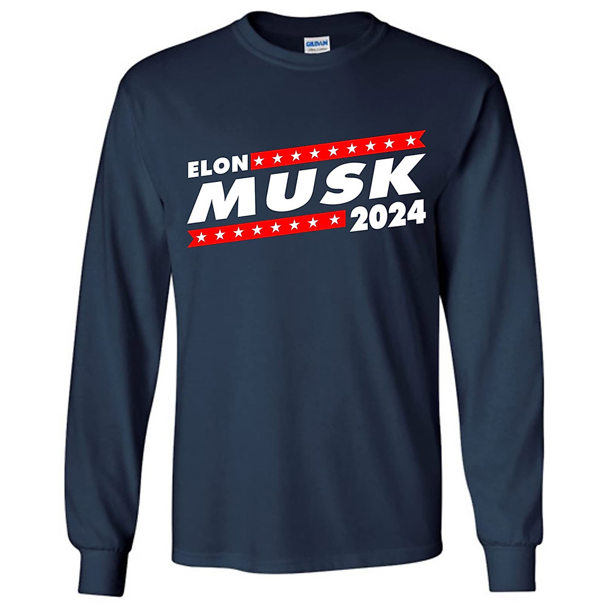 Absurd Ink Elon Musk 2024 - Long Sleeve Tee (as1, Alpha, x_l, Regular, Regular, XL) Navy