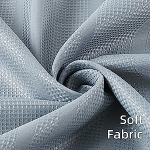 Home Queen Water Repellent Fabric Shower Curtains for Bathroom, Waffle Textured Heavy Duty Thick Cloth Shower Curtain, Hotel Luxury Weighted Polyester Bath Curtain, 70 x 72 Inches, Grey